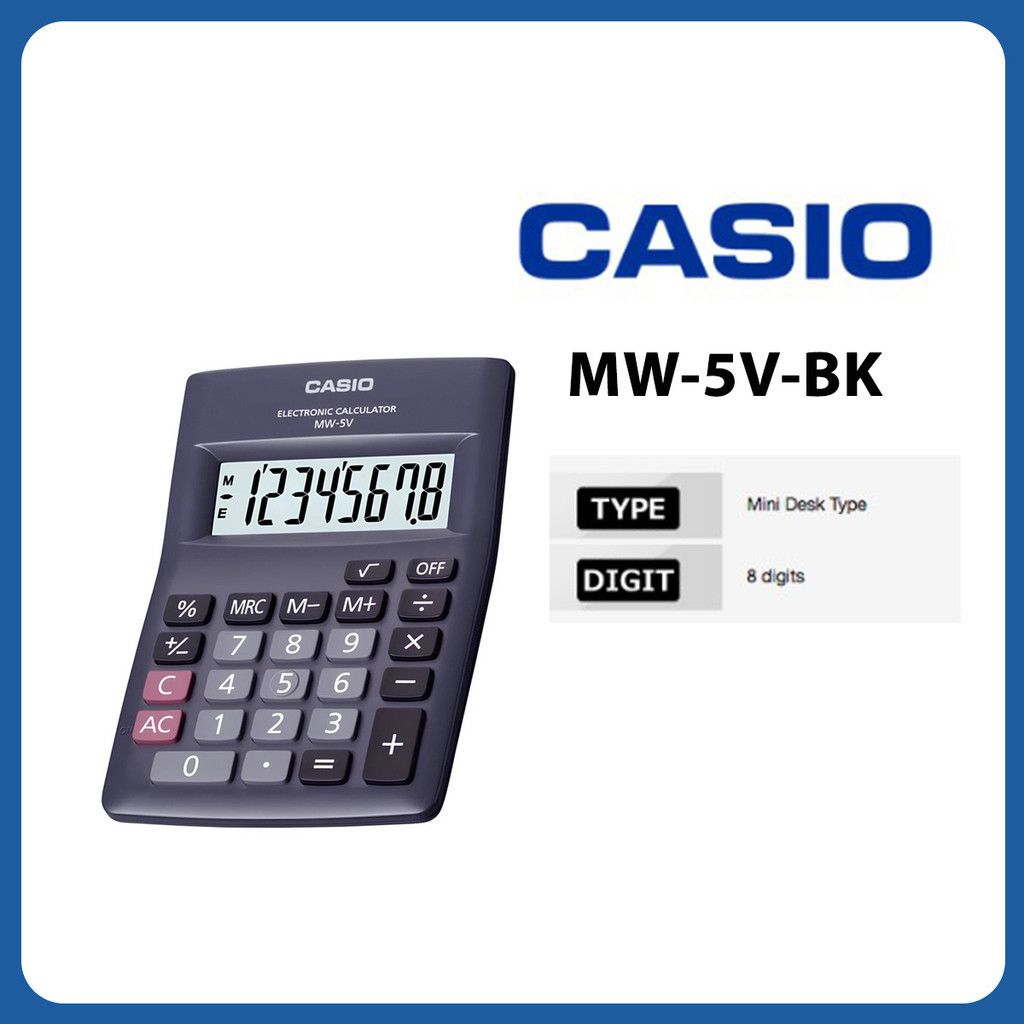 Casio MW-5V-BK (Black) | Practical Calculators | SHOP/FIELD Calculators for Business 100% ...