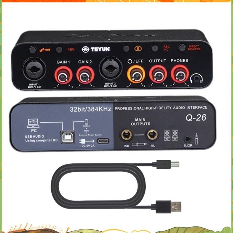 TEYUN Q-26 USB Audio Interface Sound Card with Electric Guitar Live ...