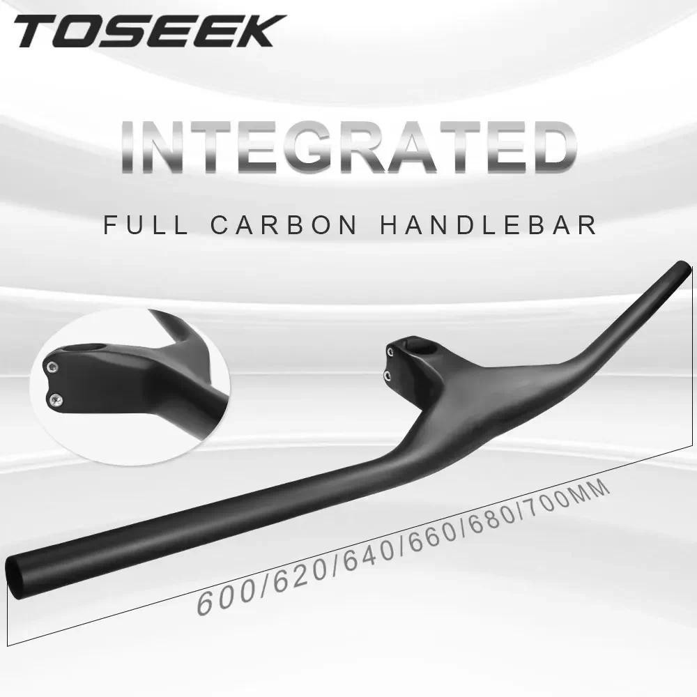 Toseek Full Carbon Fiber Integrated No Logo MTB Handlebar and Stem 28.6mm for Mountain Bike 70 ...
