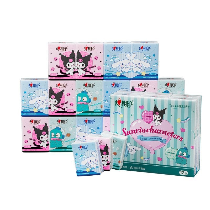 Sanrio Tissue Handkerchief Tissue 12Pack Mini Tissue 4 Ply Small Tissue ...