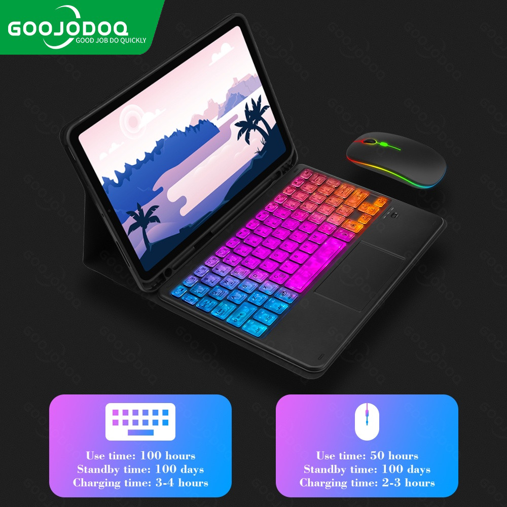 GOOJODOQ Backlight for ipad Case with Keyboard Touchpad Pencil Holder ...