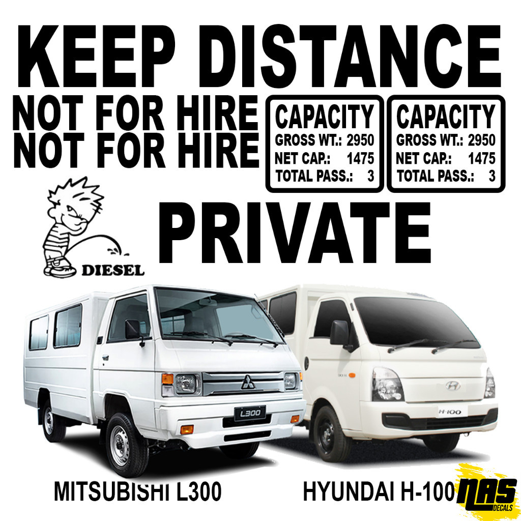 Custom 'Keep Distance' Sticker Decal for L300, H100 Minivans, PUVs, and ...