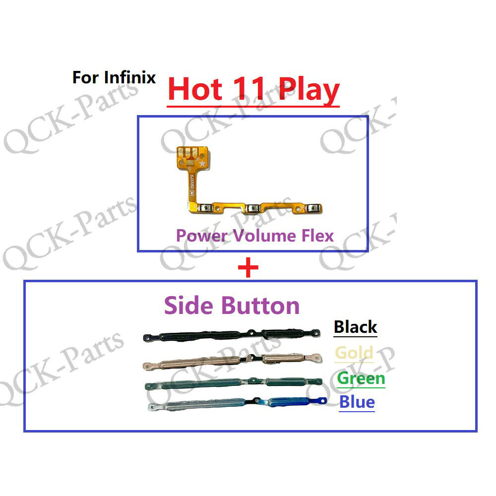 For Infinix Hot 11 Play Power on / off Switch Button Side Volume Up Down Buttons Flex Cable ...