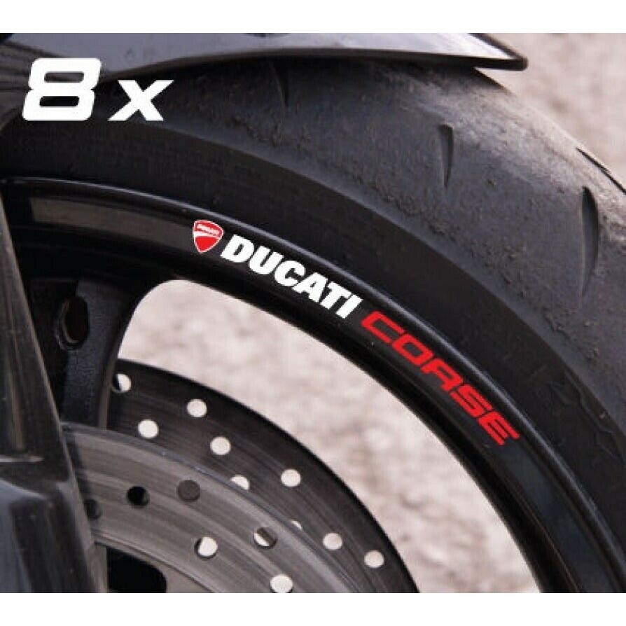 8 X Ducati Corse Motorcycle Wheel Decals Rim Stickers Stripes Set ...
