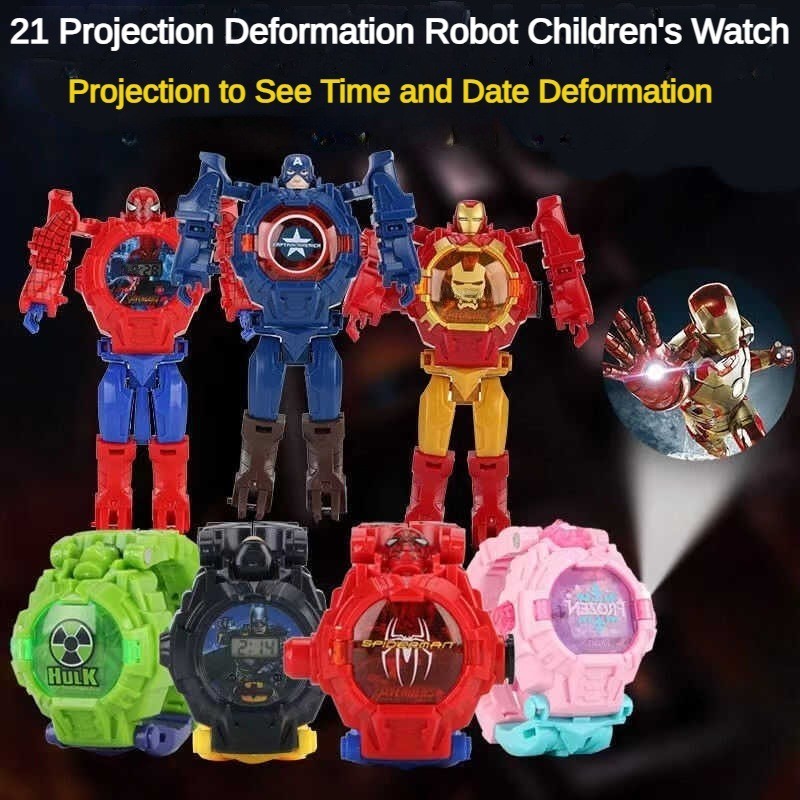 Transforming Watch Iron Man Children's Toy Ultraman Electronic Watch ...