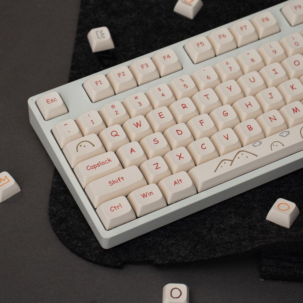 Cute Stick figure Keycaps Beige white Keycaps XDA profile PBT DYE-SUB ...