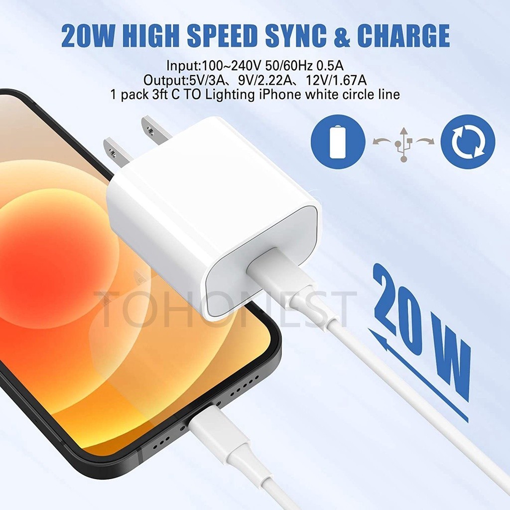 RS+`20W PD Wall Charger USB C Power Adapter Type C EU US UK AU Plug USB ...