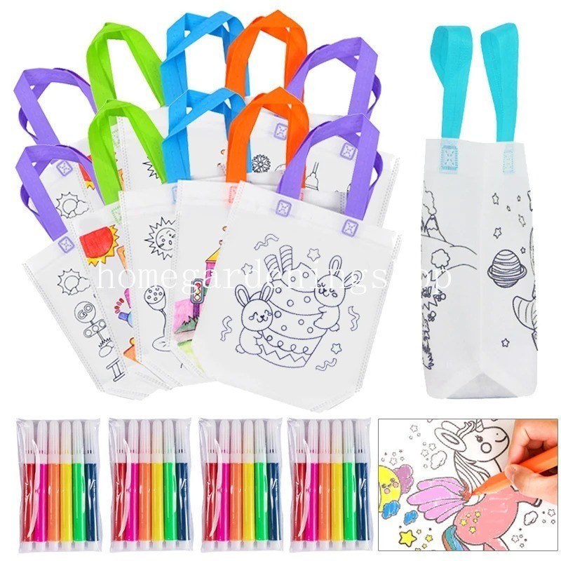 Double Sided DIY Graffiti Bags with Marker Non-Woven Children Handmade ...