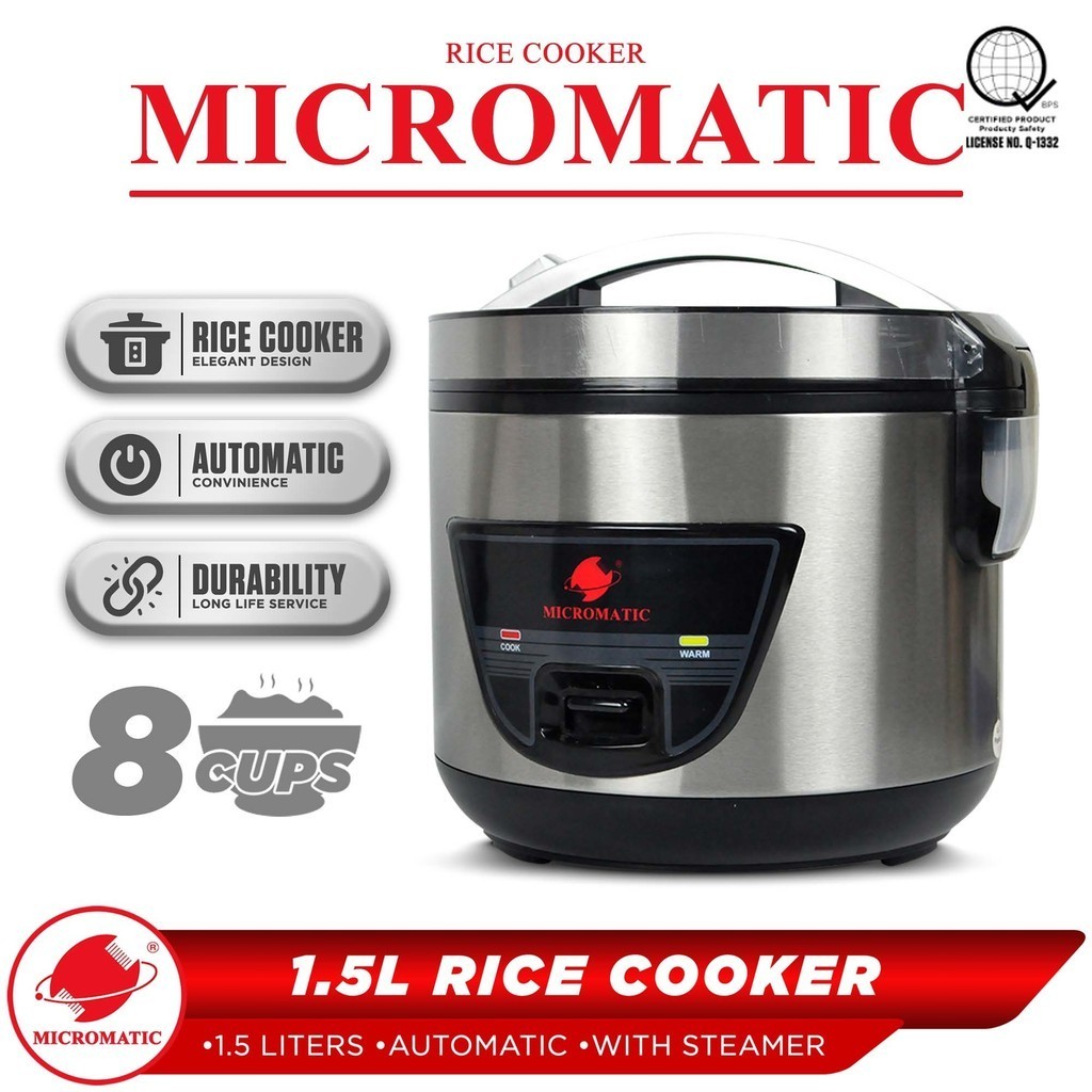 Micromatic Rice Cooker for Kitchen 1.5L Jar Type 6-8 person (with ...