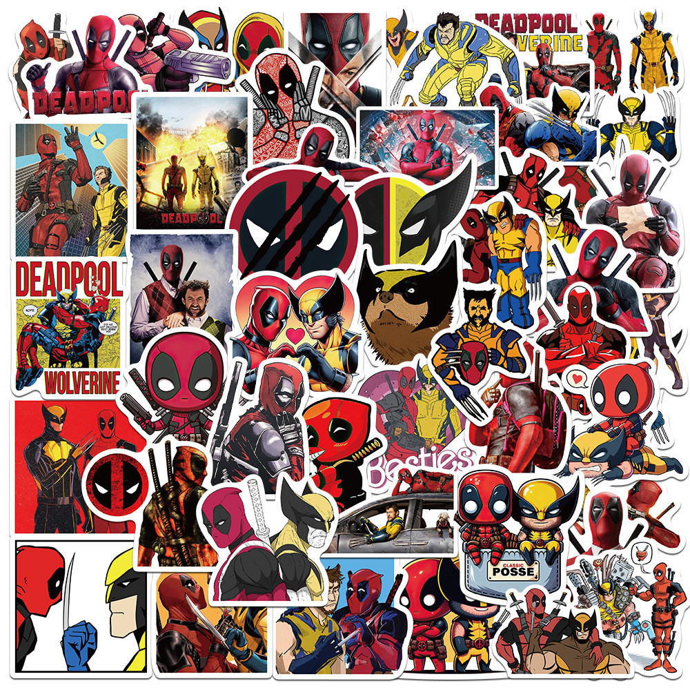 50PCS The Avengers Deadpool 3 Stickers Super Hero Deadpool & Wolverine ...