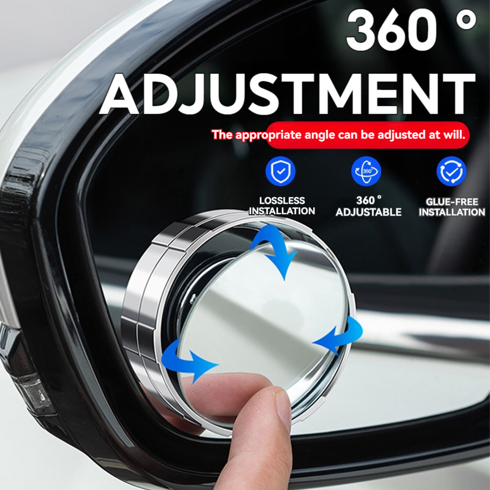 2 pcs Car Rearview Mirror Round Blind Spot Mirror 360° Rotating Wide ...