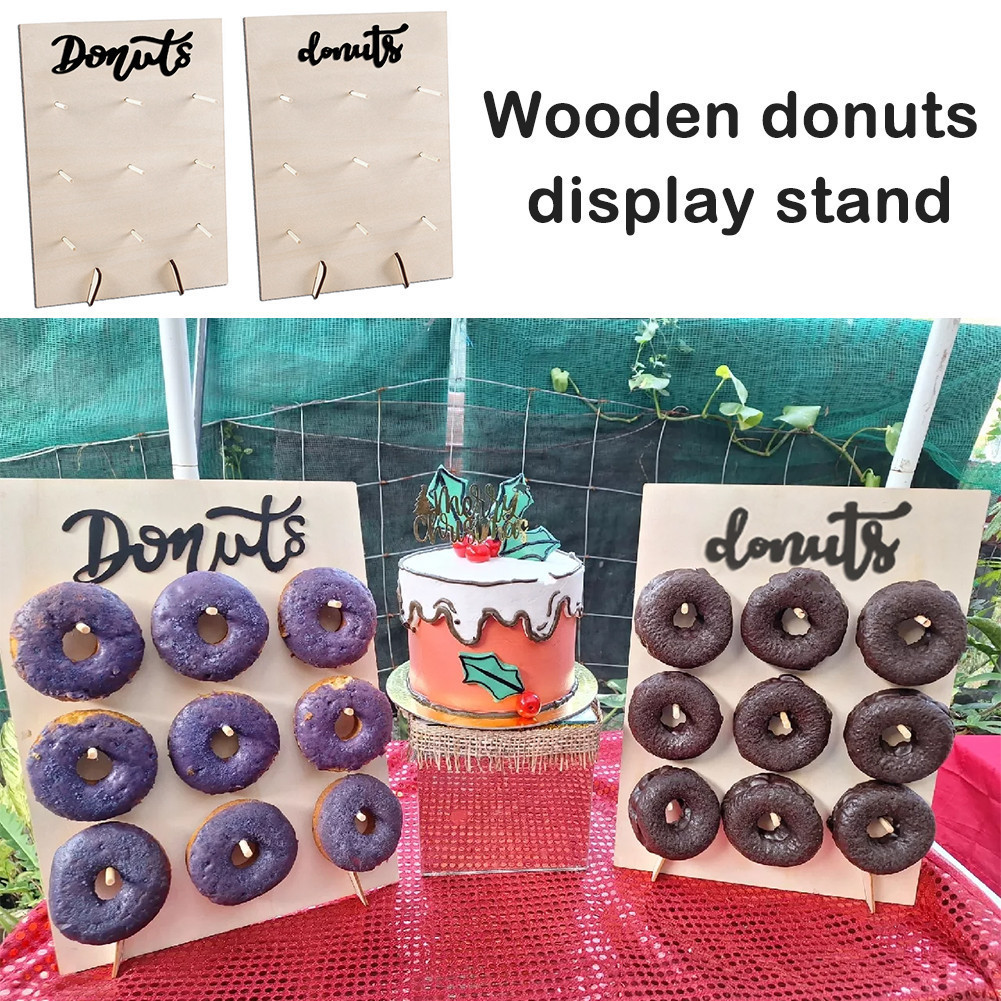 Wooden Donuts Wall Display Stand Holder Candy Sweets Doughnut Rack ...