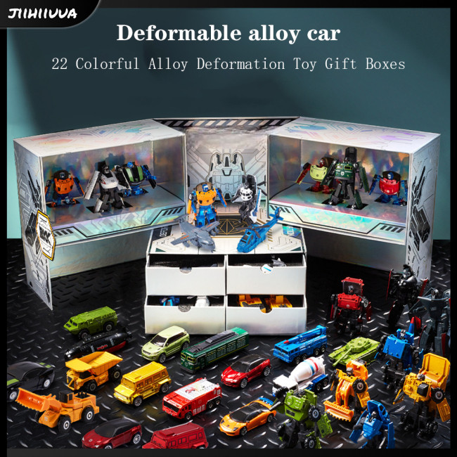 JL- 22pcs Transformation Mini Robot Car 2 In 1 Push And Go Vehicle Toy ...