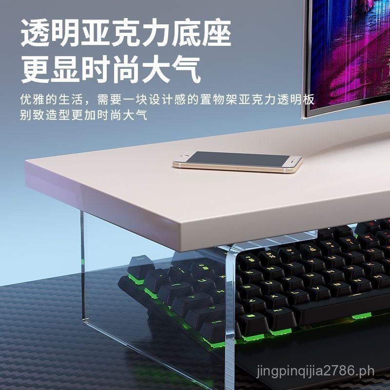 Computer Riser Acrylic Suspended Desktop Monitor Shelf Raised Base Desk ...