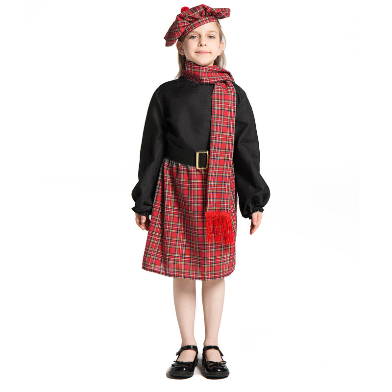 Children Ethnic Exotic Kindergarten Girl Skirt Costume cosplay Scottish ...