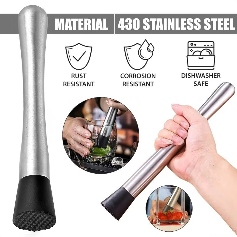Stainless Steel Fruit Hammer Ice Crusher Cocktail Muddler Crusher Tools ...