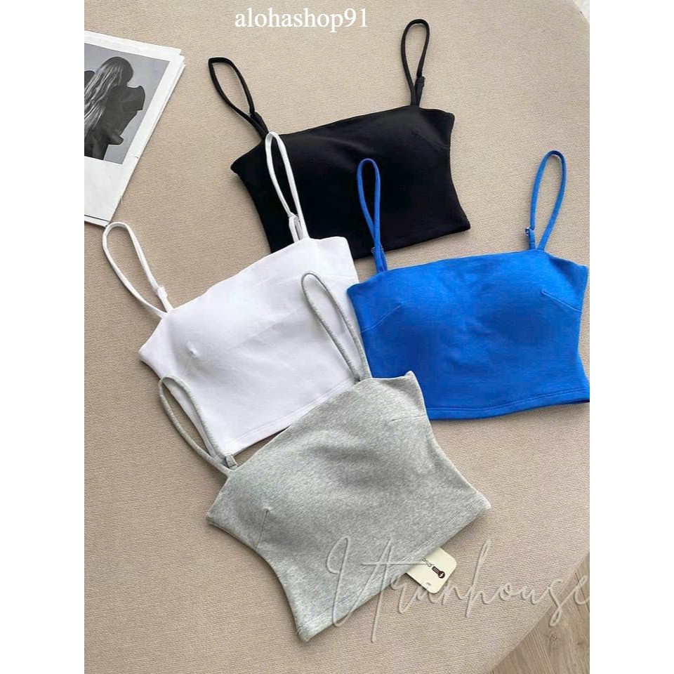 Women's 2-strap crop top, body-hugging crop top with breast pads with ...