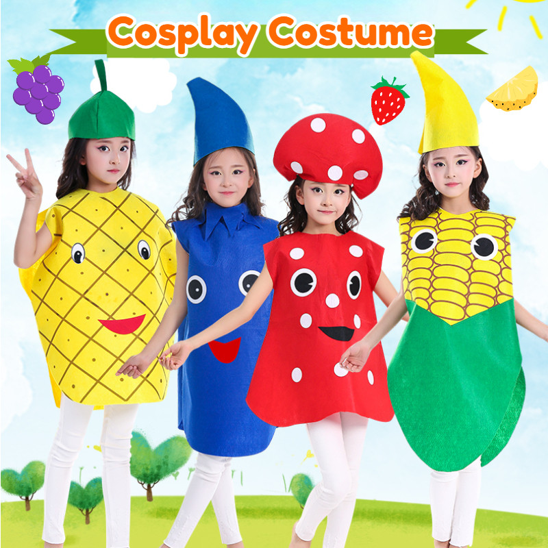 Kids Fruit Vegetable Costume Creative Dress Up Fruit Pineapple Halloween Cosplay Costume for ...