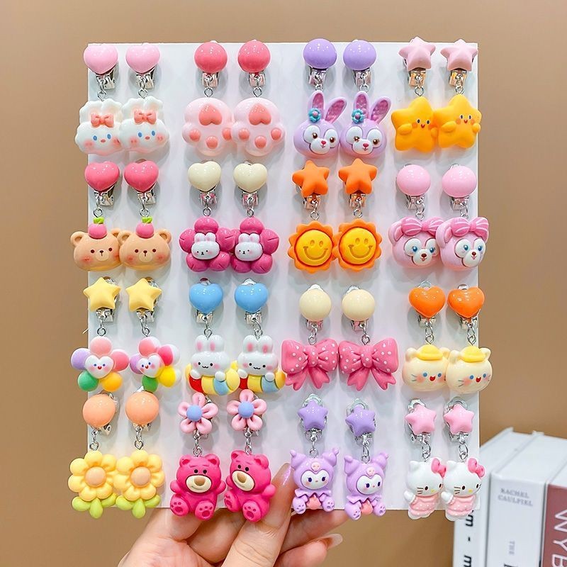 Children's Ear Clip Super Cute Cute Princess Cartoon Earrings Eardrops ...