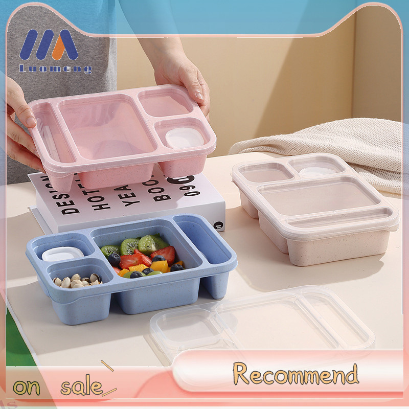 LuoMeng Snack Containers For Adults,4 Compartment Bento Box,Reusable ...