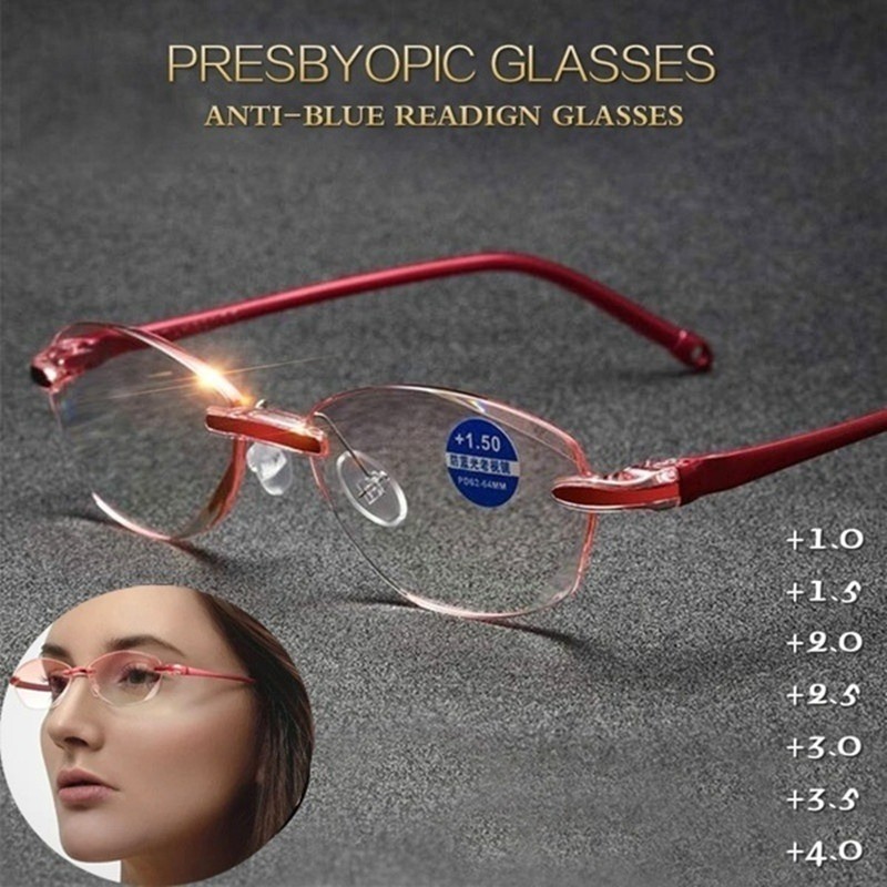 Ultralight Rimless Reading Glasses Men & Women Presbyopic Eyeglasses ...