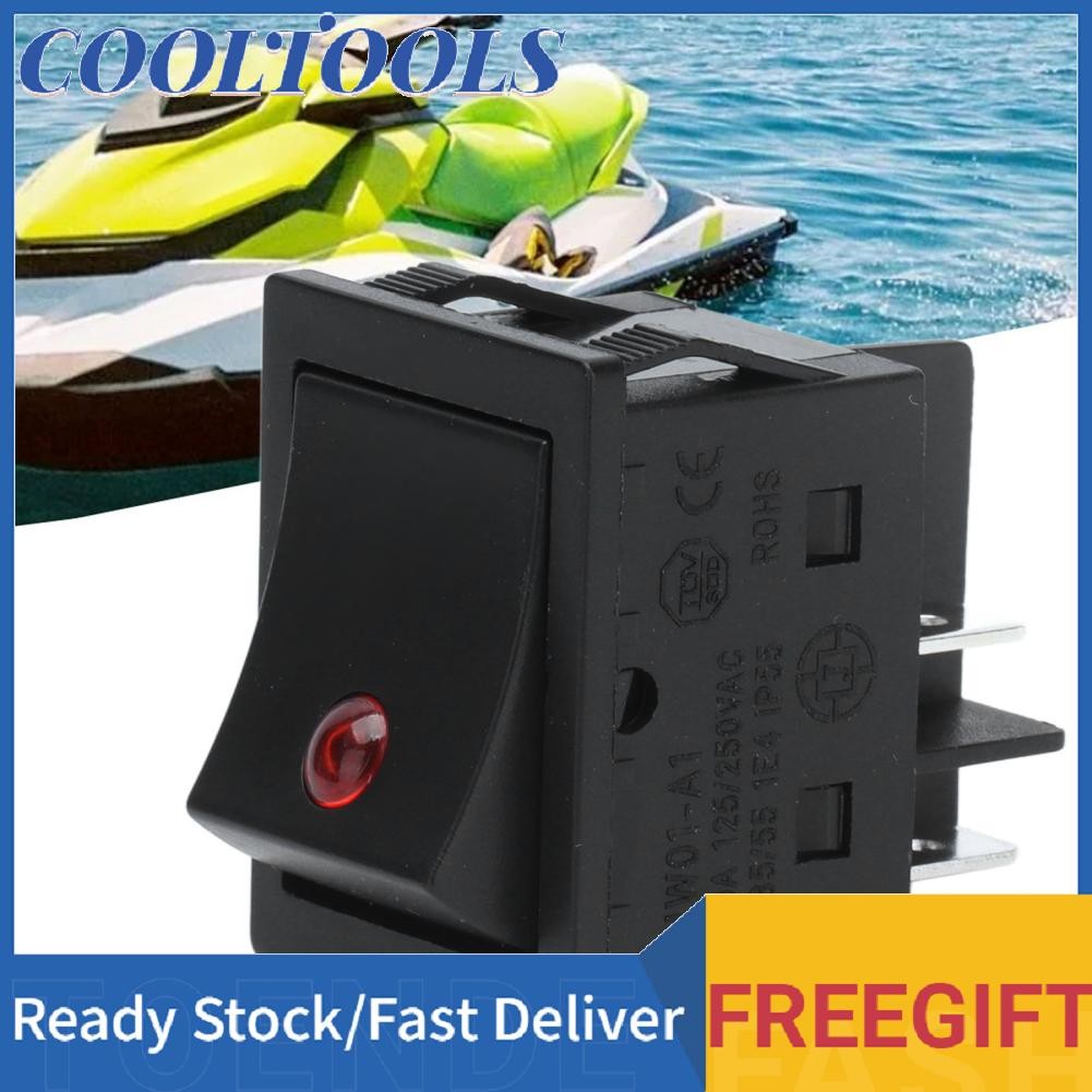 Cooltools 125/250VAC 4 Pin Switch Boat Type ABS ON OFF with Indicator ...