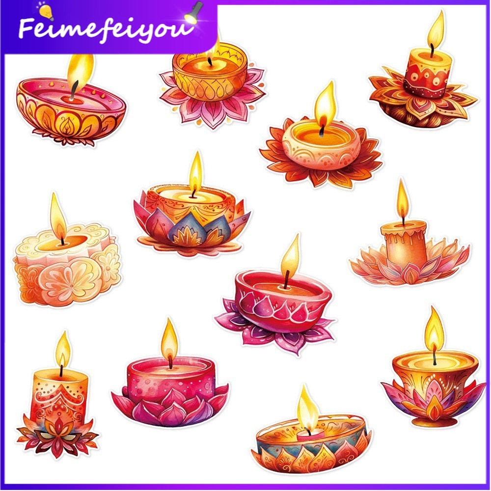 NEW 12pcs/set Diwali Party Wall Stickers Deepavali Festival Party ...