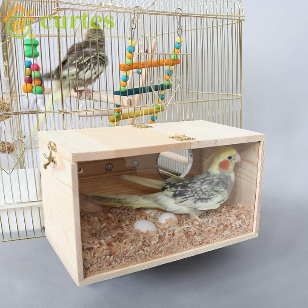 CURTES Wooden Parrot Breeding Box, Transparent Window Bite Resistant ...