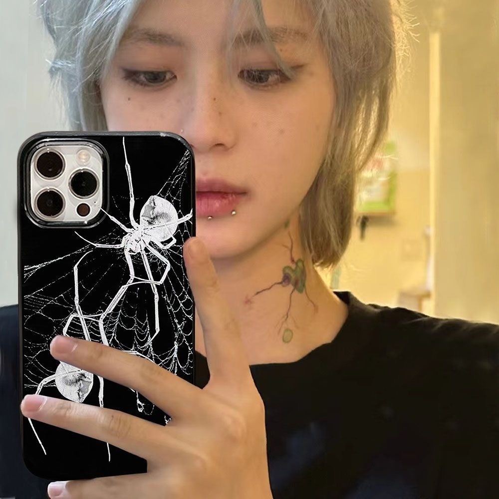 INS Black Glossy Soft Case Anti-Fall Phone Case for iPhone 16 Promax 15 ...