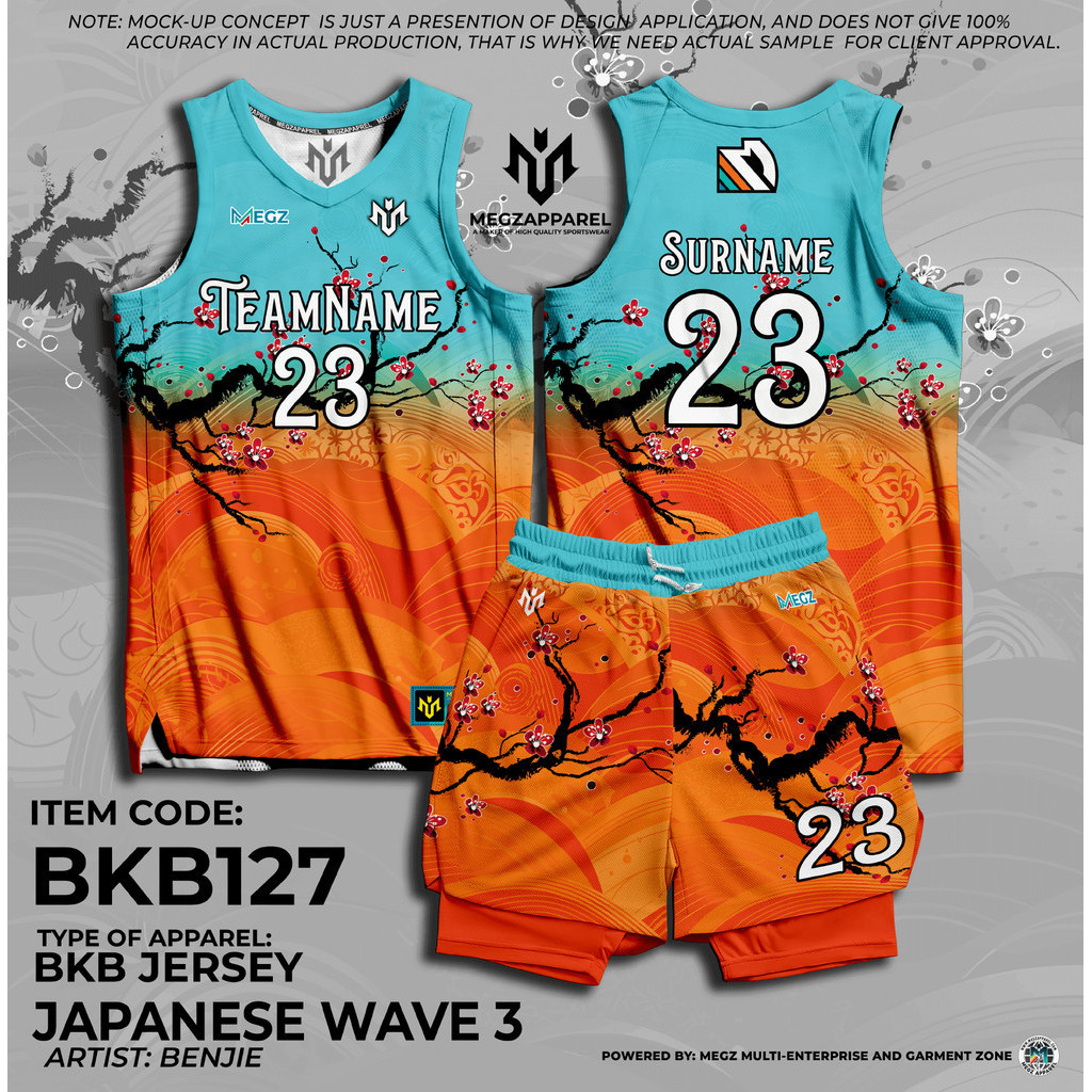 MEGZ BKB127 Customize JAPANESE WAVE Basketball Jersey for men Full ...