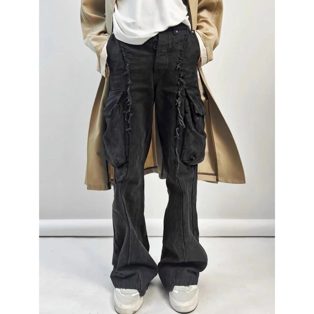 Vibe style jeans kenijima jeans 007 multi-pocket tassels damaged and ...