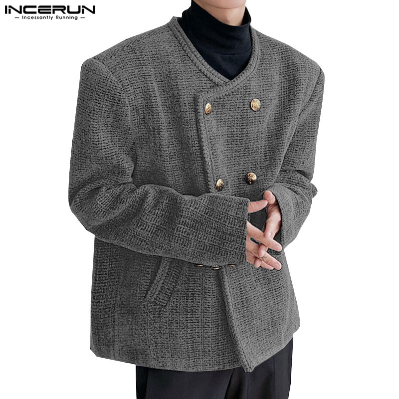 INCERUN Men Korean Casual Premium Shoulder Pad Long Sleeve Fashion ...