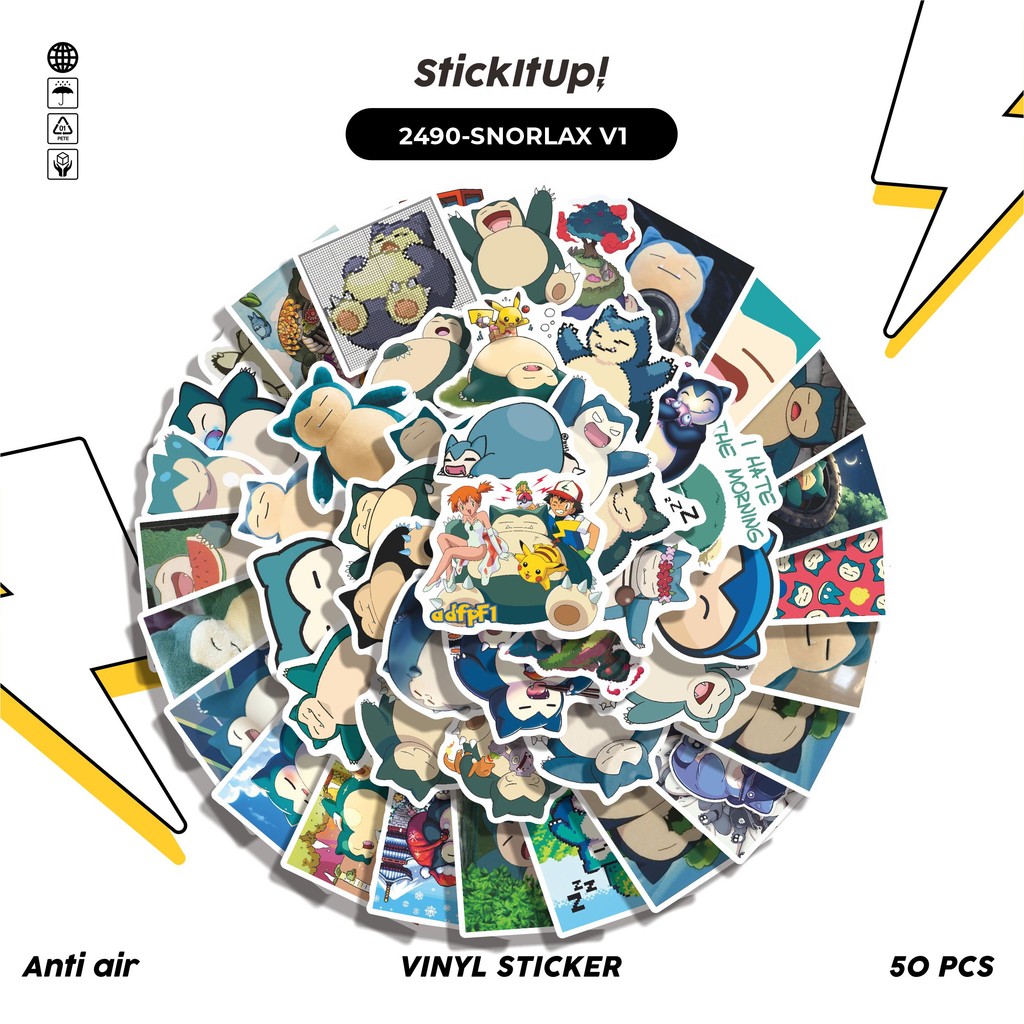 HP 50 Pcs Sticker Pack SNORLAX V1 Cute Aesthetic Vinyl Waterproof for ...