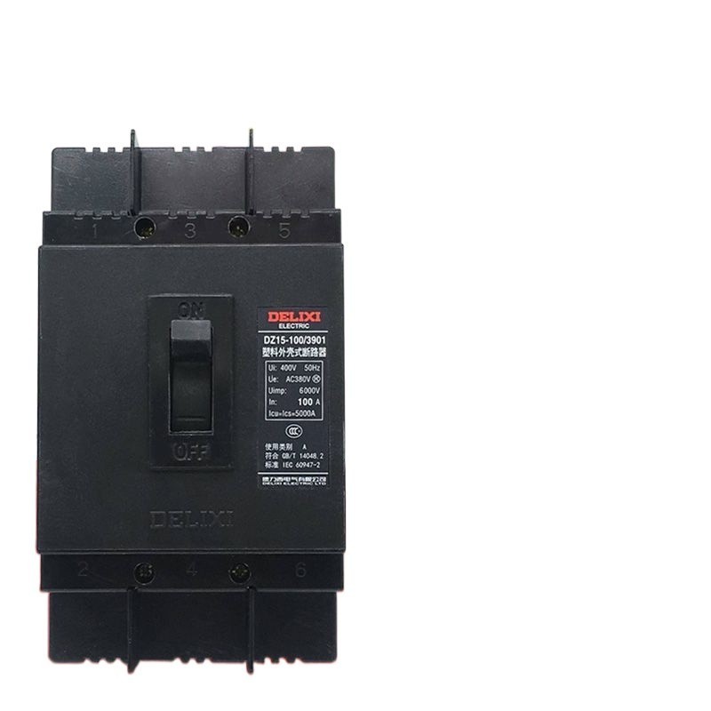 COD☆Delixi DZ15-100 3901 plastic case circuit breaker empty open 100A three-phase air switch 63A ...
