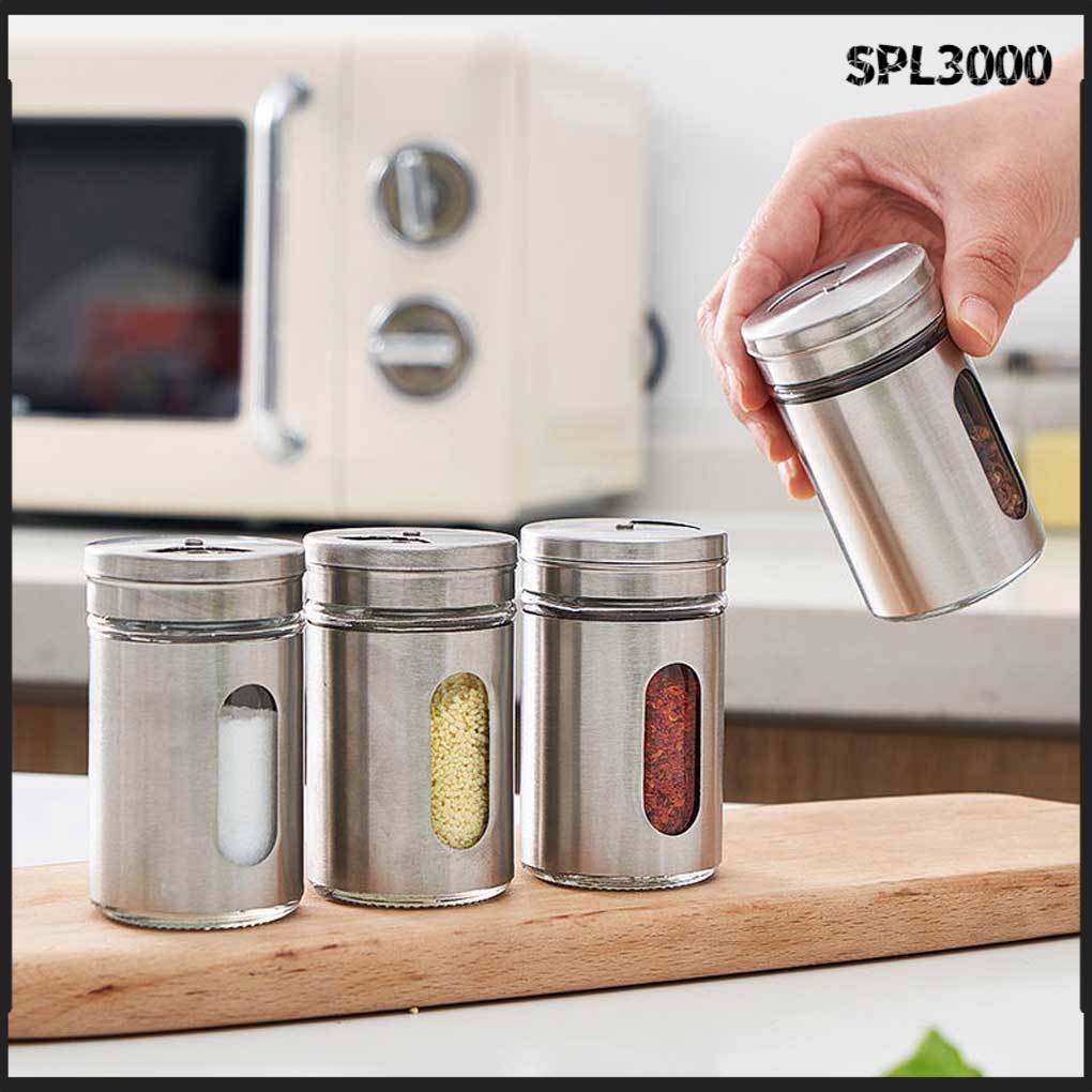 Stainless Steel Spice Shaker Seasoning Pot Rotating Jars Boxes ...