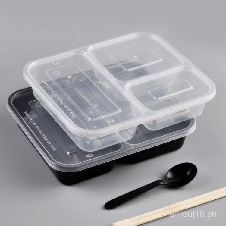 1000ml Rectangular Disposable Lunch Box Three-Compartment Food ...