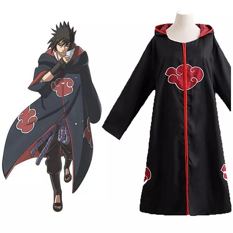 Anime Naruto Akatsuki Uchiha Sasuke Cosplay Costume Cloak Robe Ninja ...