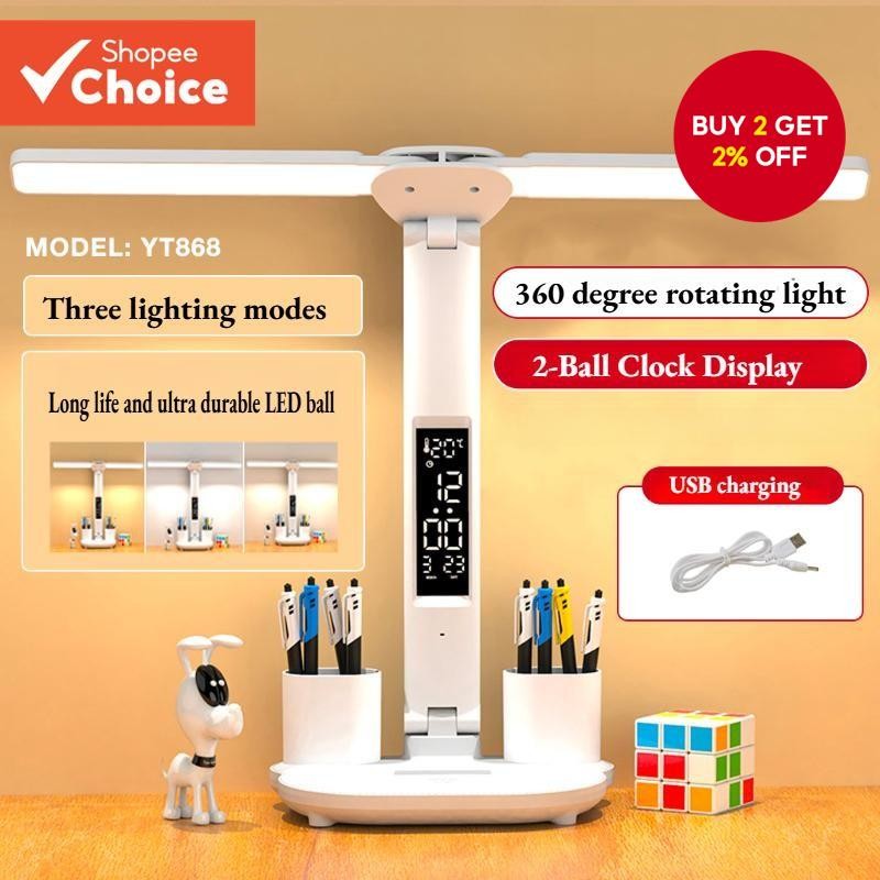 3 Light Colors LED Desk Table Lamp USB Change Tape display Study Table ...