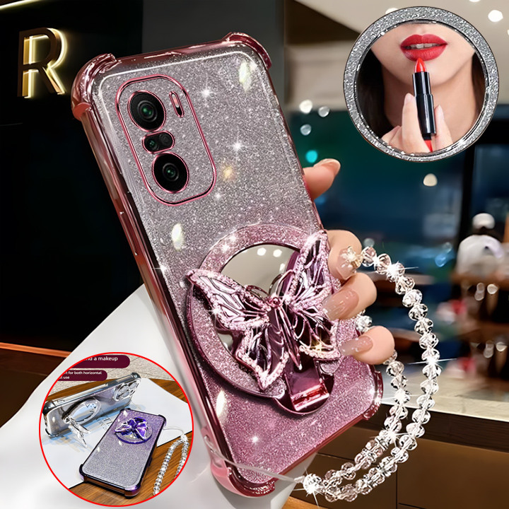 Case for Xiaomi POCO F3 phone casing Sparkling powder four corner soft ...