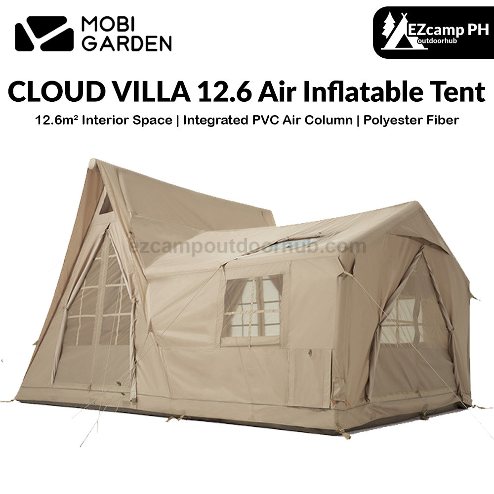 Mobi Garden CLOUD VILLA 12.6 Air Inflatable Tent Large 12.6m² PVC Poles ...