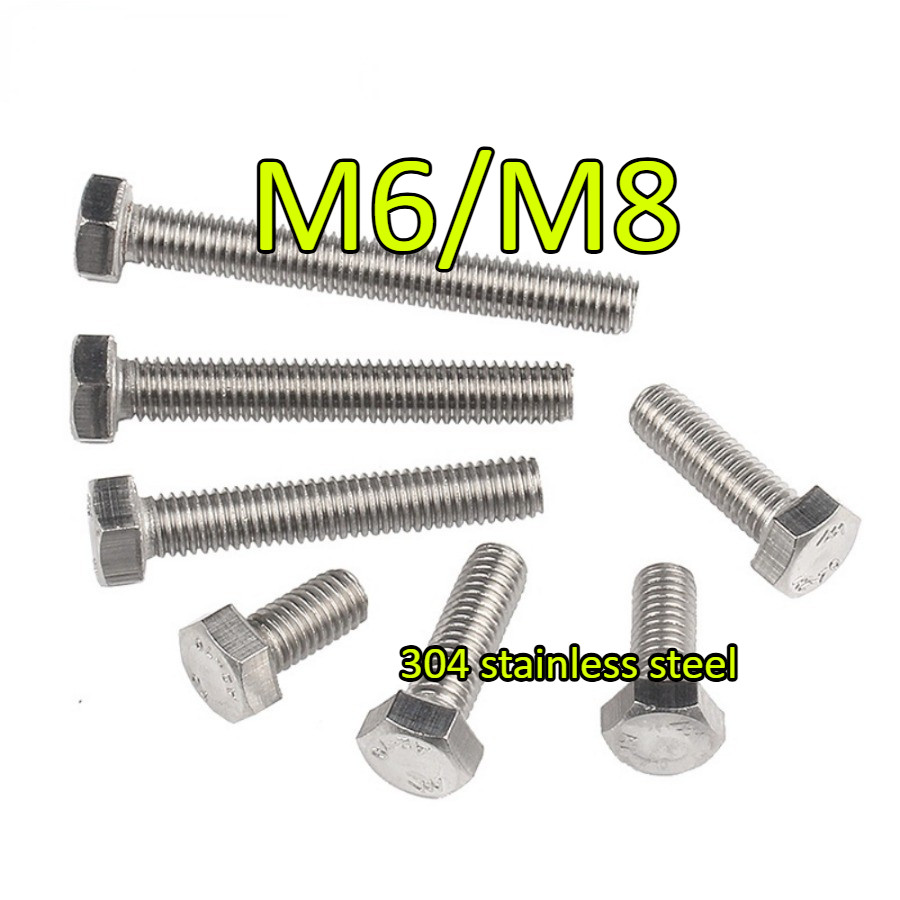 304 Stainless Steel Hexagon Head Bolt Full Thread External Hexagon ...