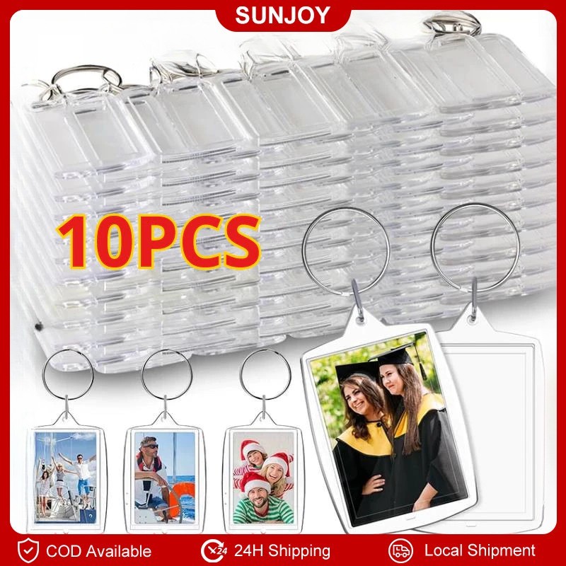 10Pcs Transparent Acrylic Keychain Photo Frame Keychain DIY Photo ...