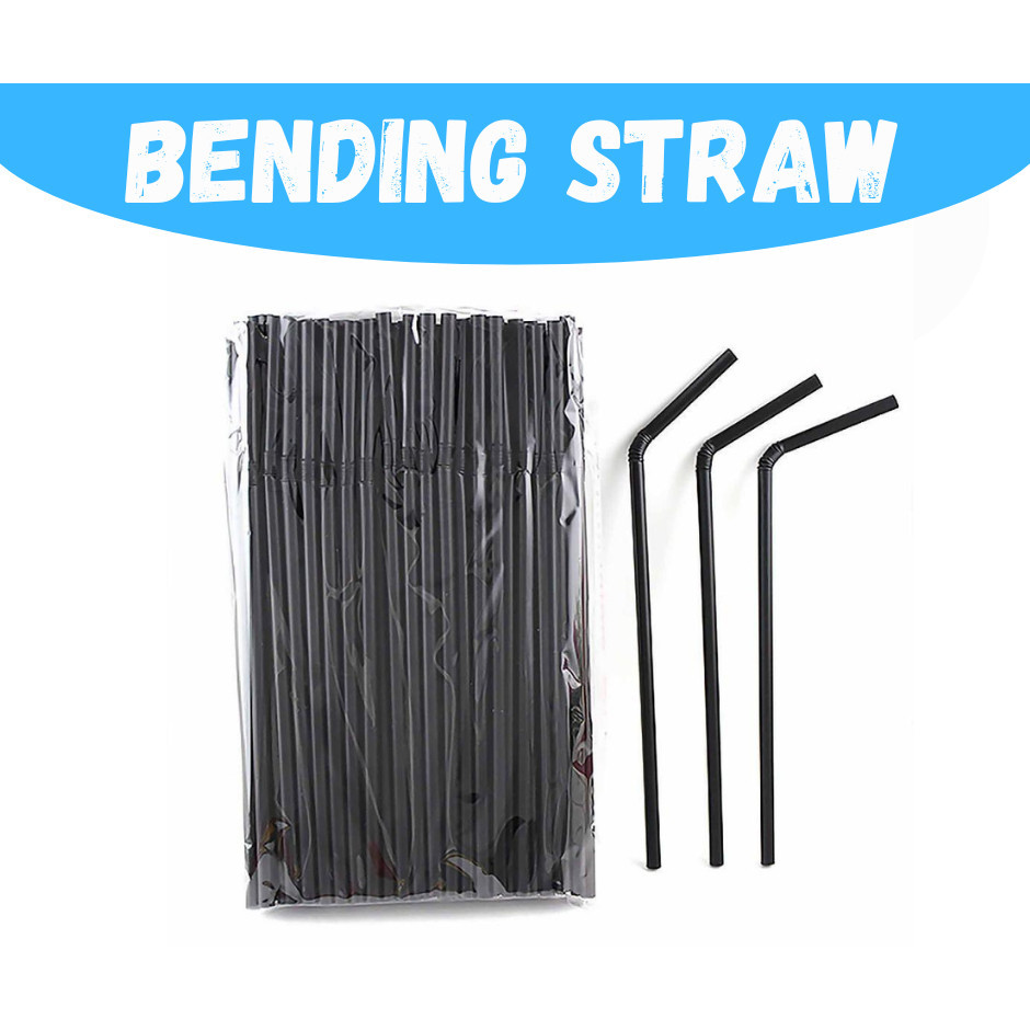 [100pcs] Bending Black/White Straw 6mmx21cm Individually Wrap YYDS ...