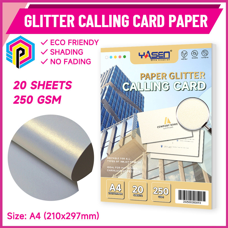 Yasen Glitter Calling Card Paper/20 Sheets 250gsm A4/Shiny Surface For ...