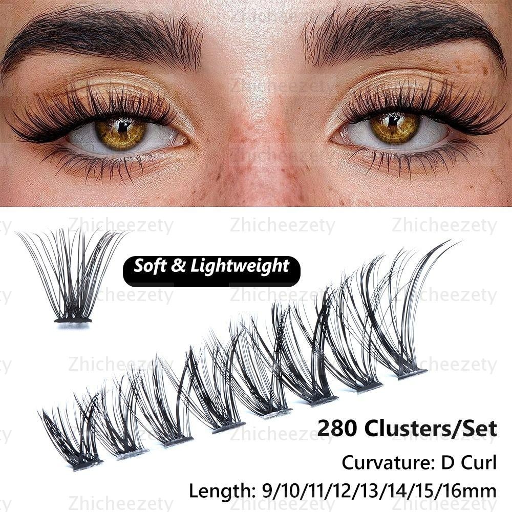 ZHICHEEZETY 280pcs Lash Clusters, 9-16mm D Curl Mix Individual Lashes ...