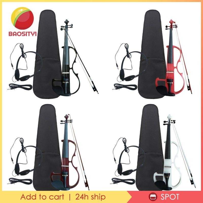 [Baosity1] Electric Violin 4/4 Full Size Silent for Beginner Adults ...