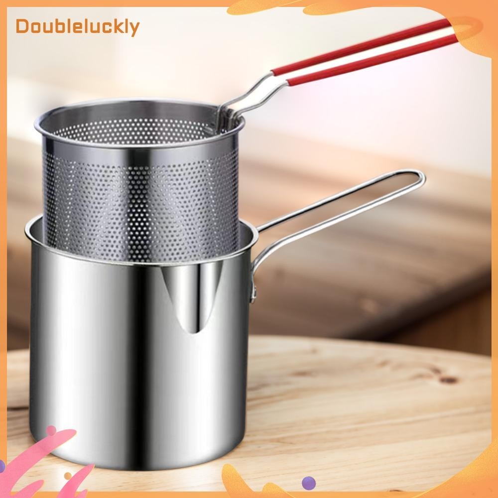 Deep Frying Pot with Strainer Basket Stainless Steel Tempura Fryer Pan ...