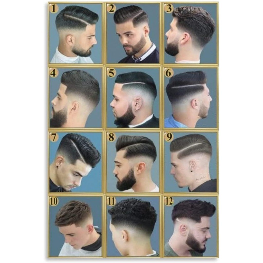 Barber Haircut Posters For Menbarber Hairstyle Guide Poster Barber ...