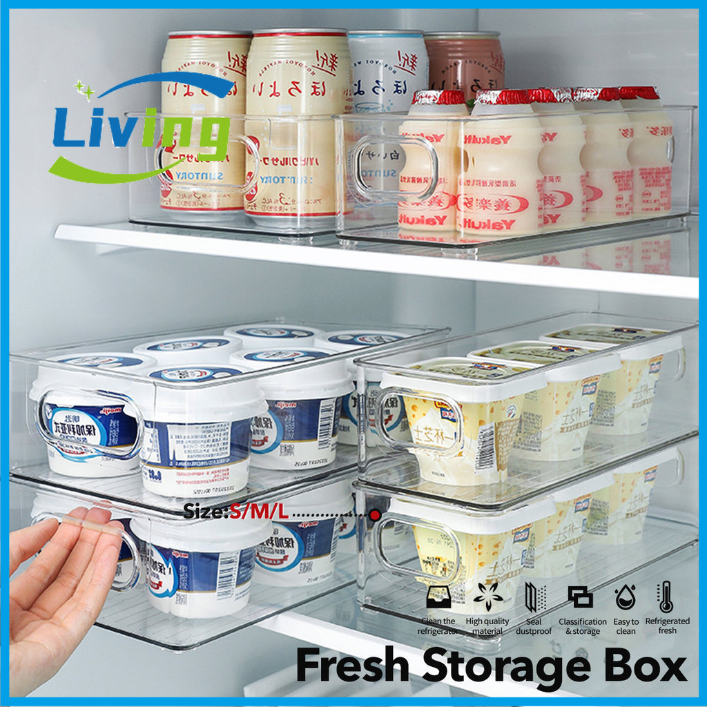 Transparent Refrigerator Storage Box Handle Kitchen Rectangular Food ...