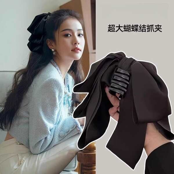 hair clamp clip for hair Big bow grab clip female low ponytail hairpin ...